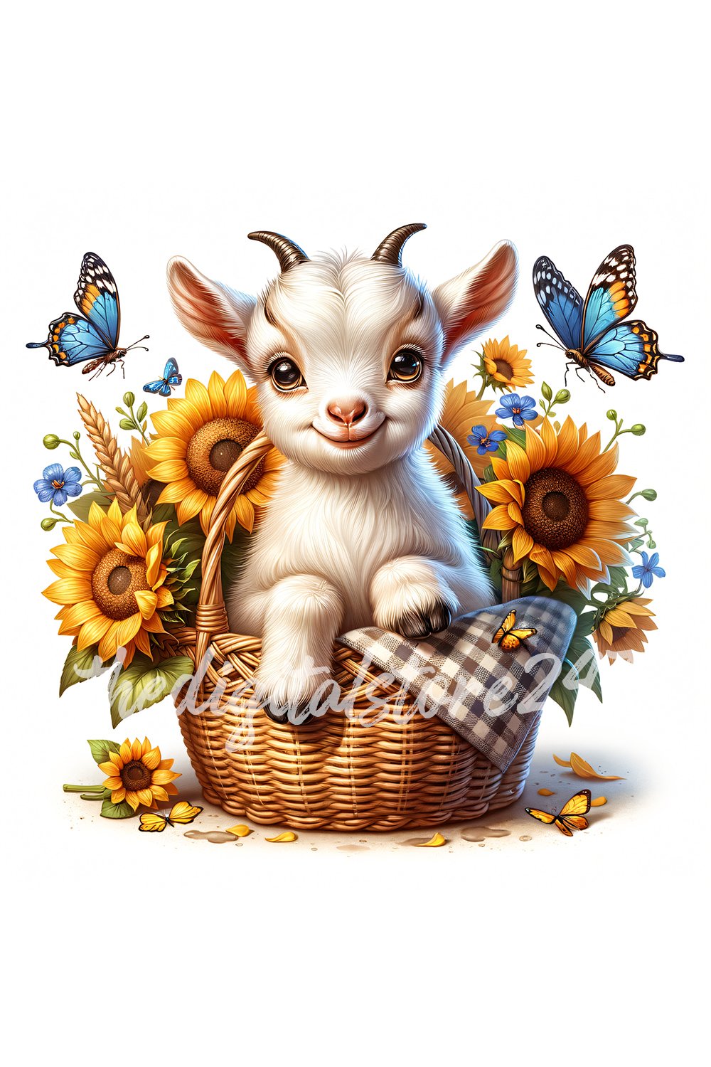 Cute Goat with Sunflowers JPG File (3551312)