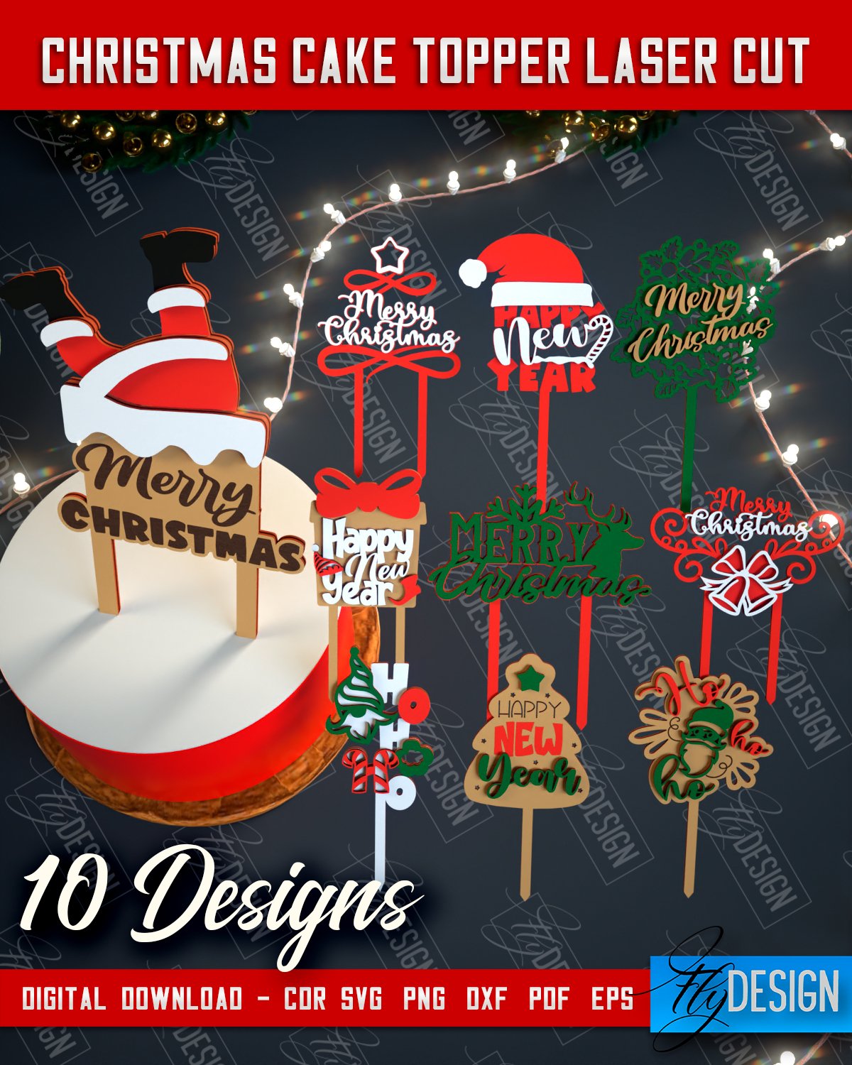 Christmas Cake Toppers Bundle | Holiday Signs | (4821030)