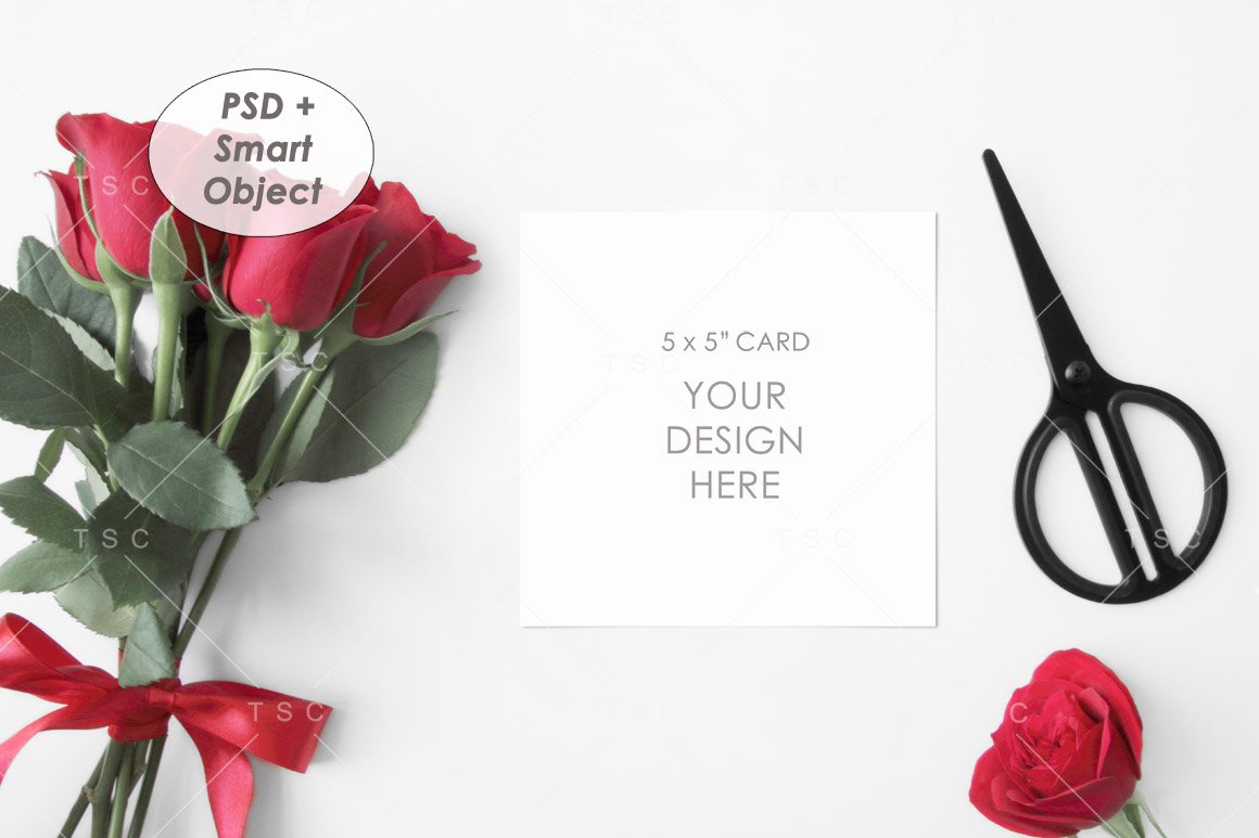 5" x 5" Card Mockup / Square Card / Invitation (1190537)