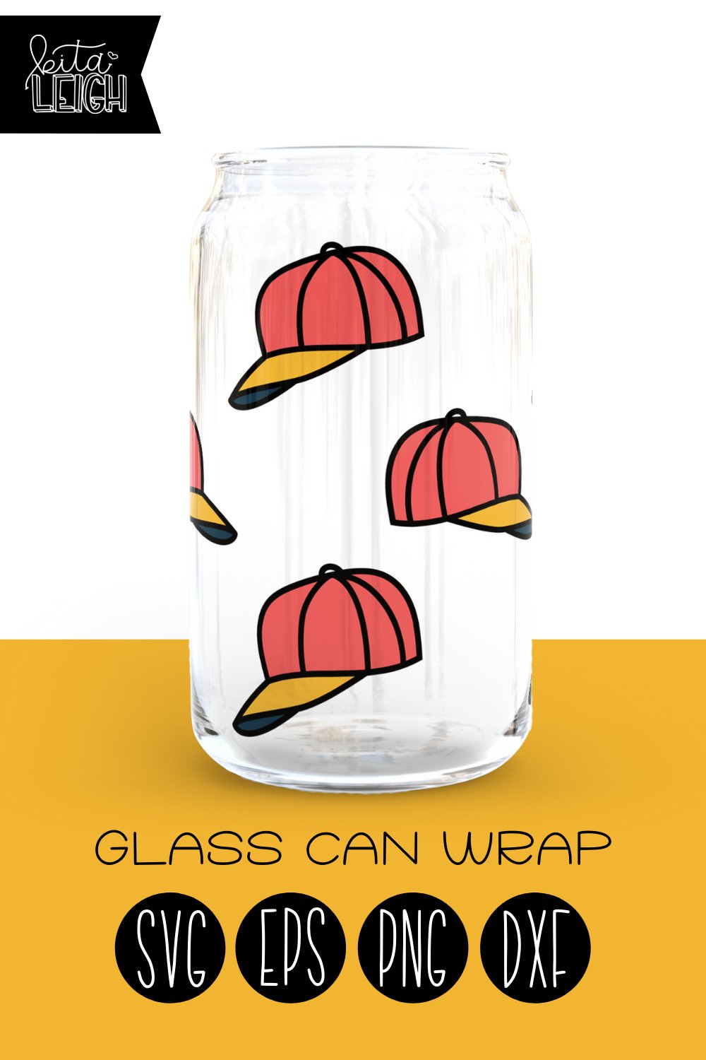 Baseball Cap Glass Can Wrap SVG | Printable 16 oz Cup Design