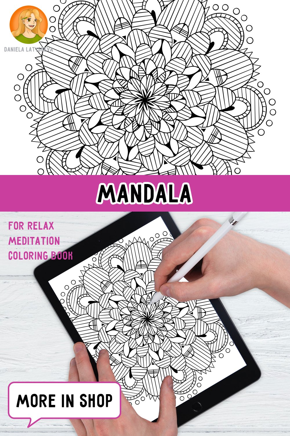 Coloring book page Geometric Mandala