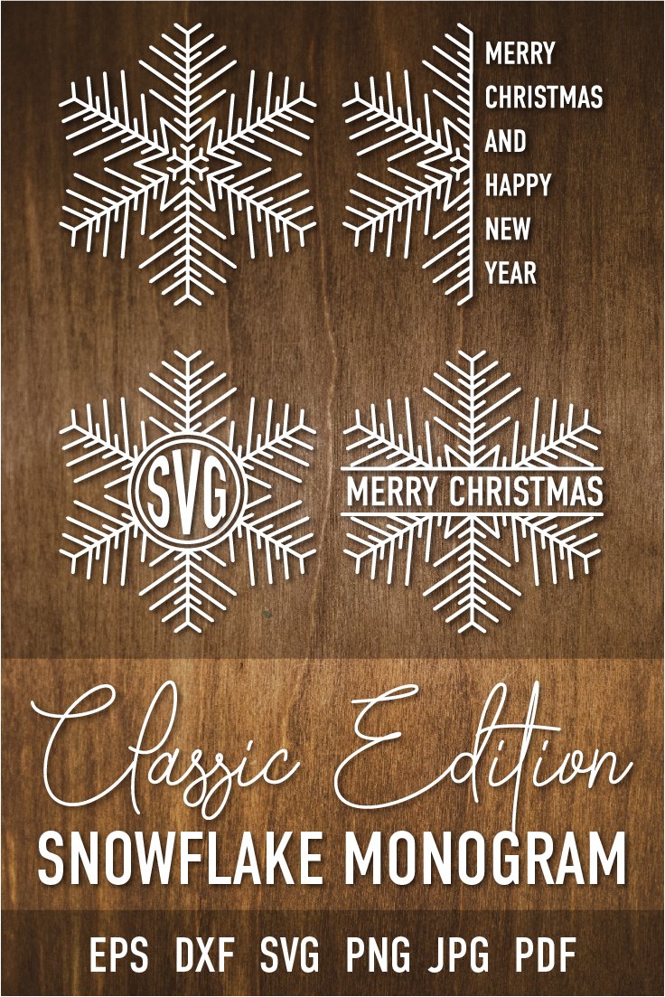 Snowflake Split Monogram | SVG cut file | EPS DXF (1097352)