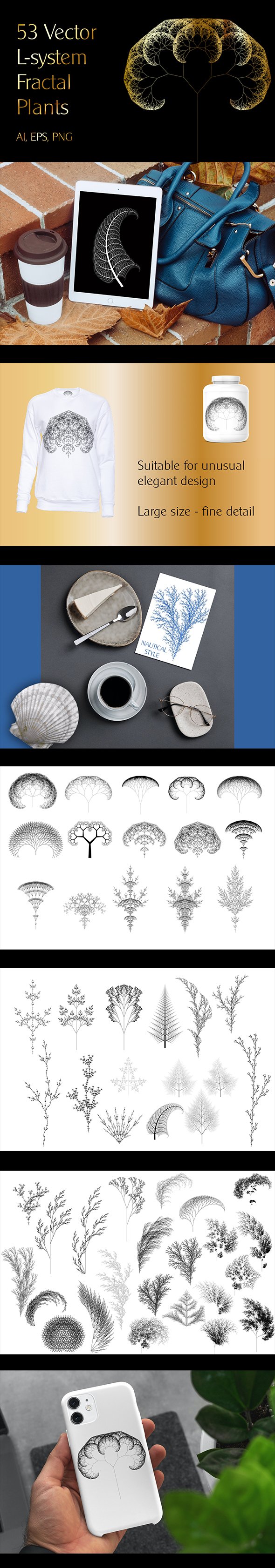 53 Vector L-system Fractal Plants - Computer Generated Tree