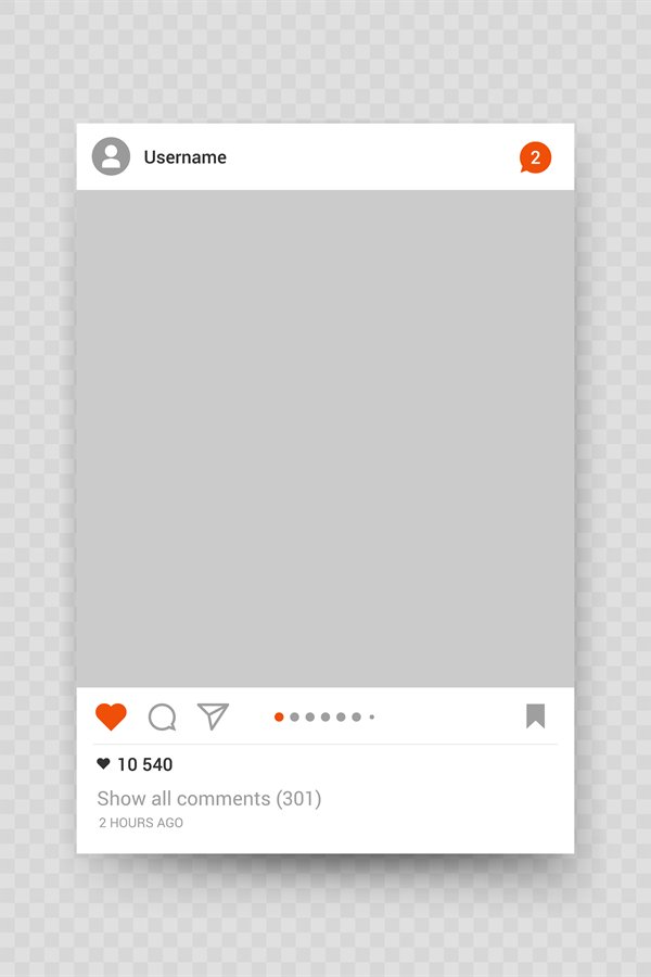 Realistic insta frame on transparent background