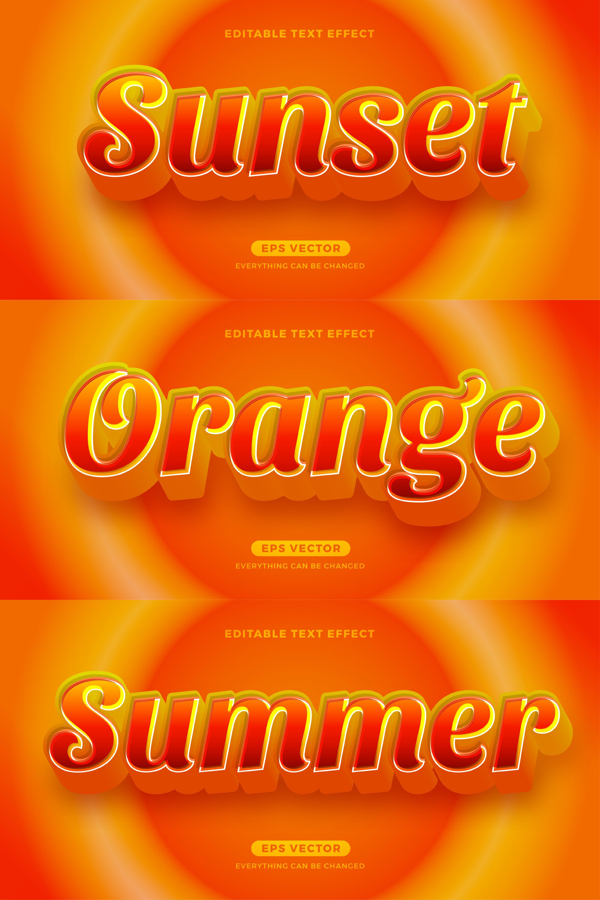 Sunset editable text effect style vector
