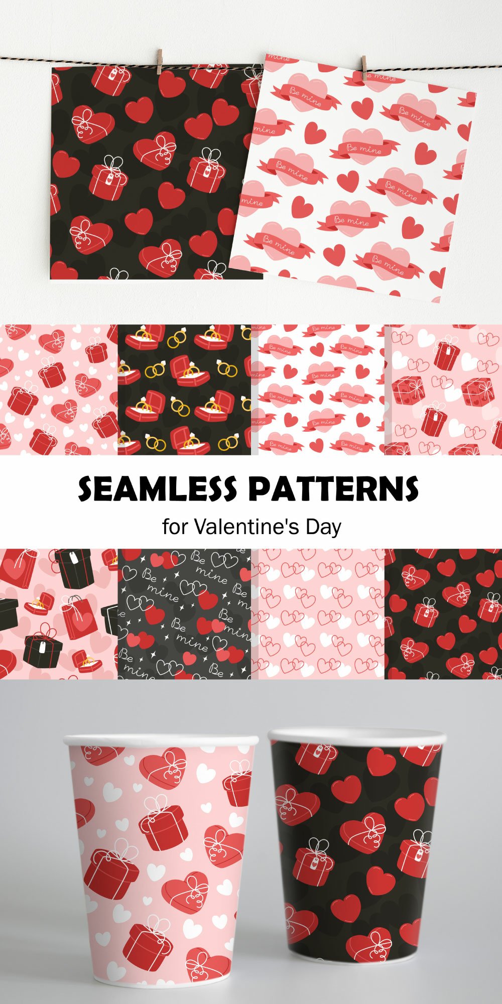 Seamless patterns for Valentine's Day