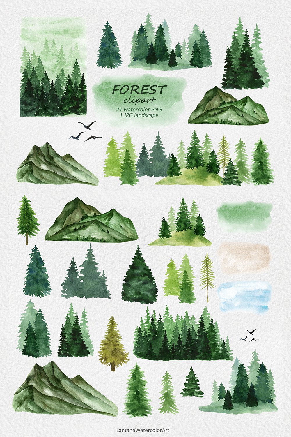 Watercolor Forest clipart (1822843)