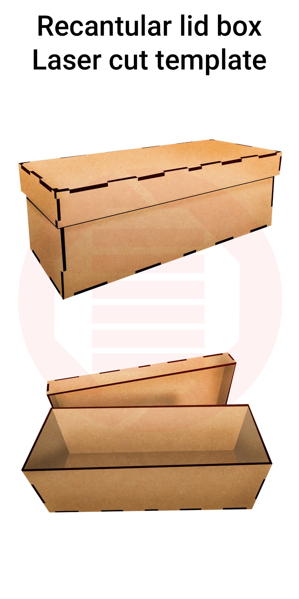 Rectangular box lid laser cut template glowforge SVG files