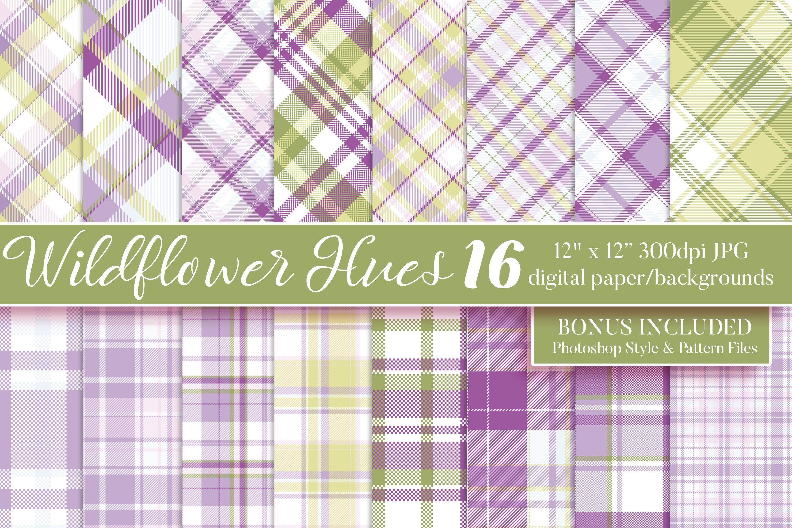 Wildflower Hues 12x12 inch Plaid Paper Backgrounds