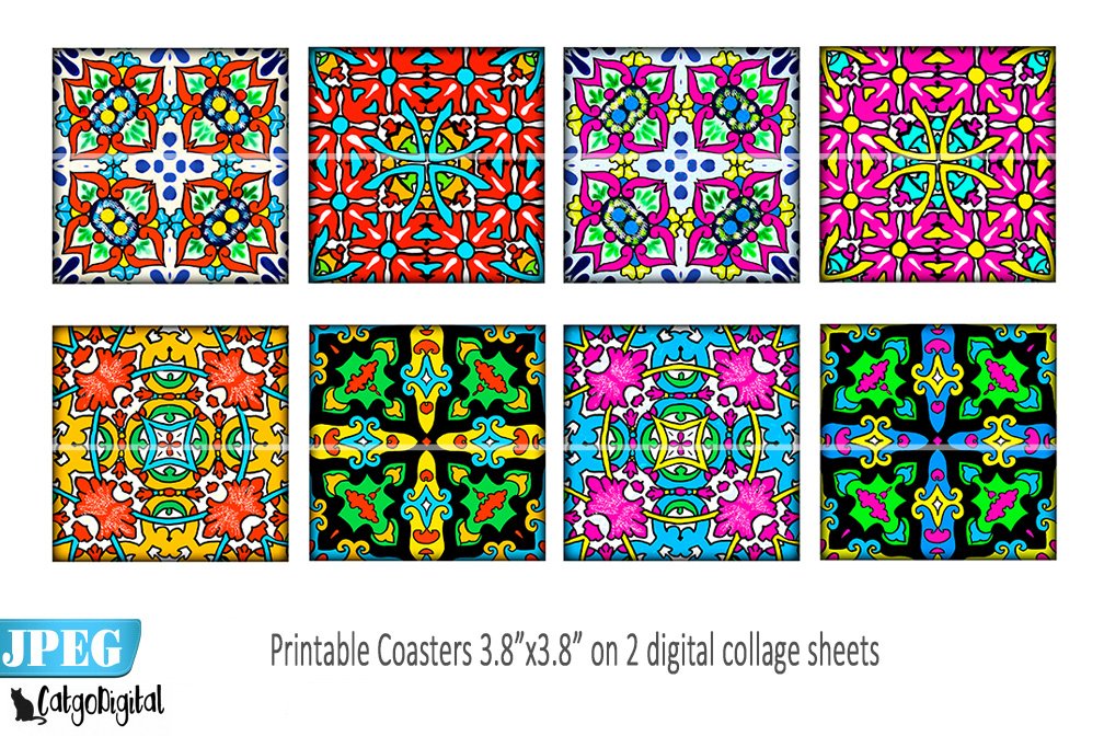 Talavera Printable Coasters Scrapbooking