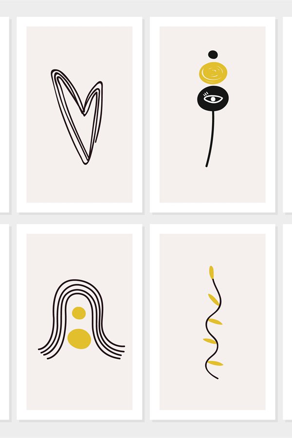 Simple cards with line elements. Decorative design, postcard