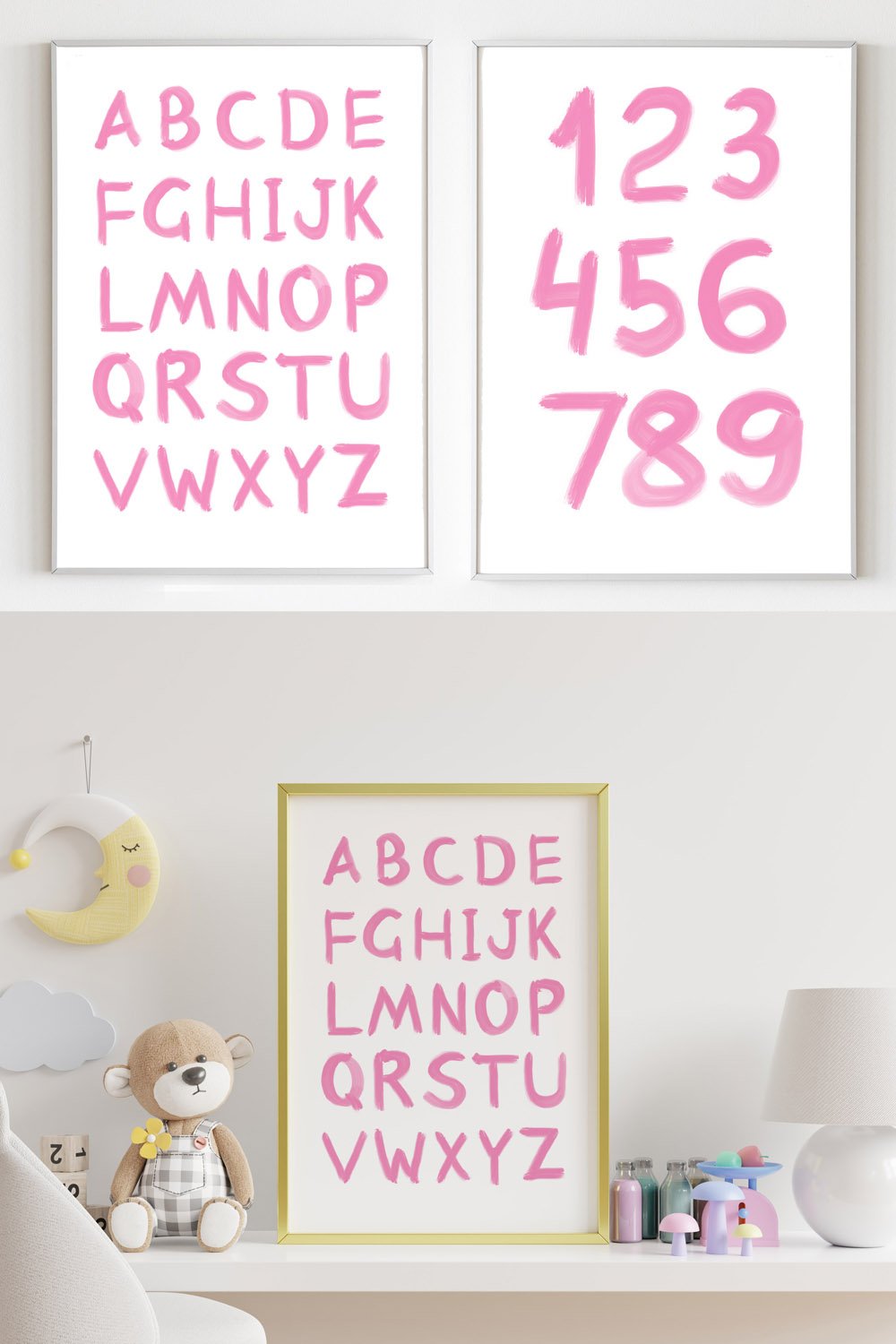 Pink Alphabet Poster, ABC Educational Wall Art