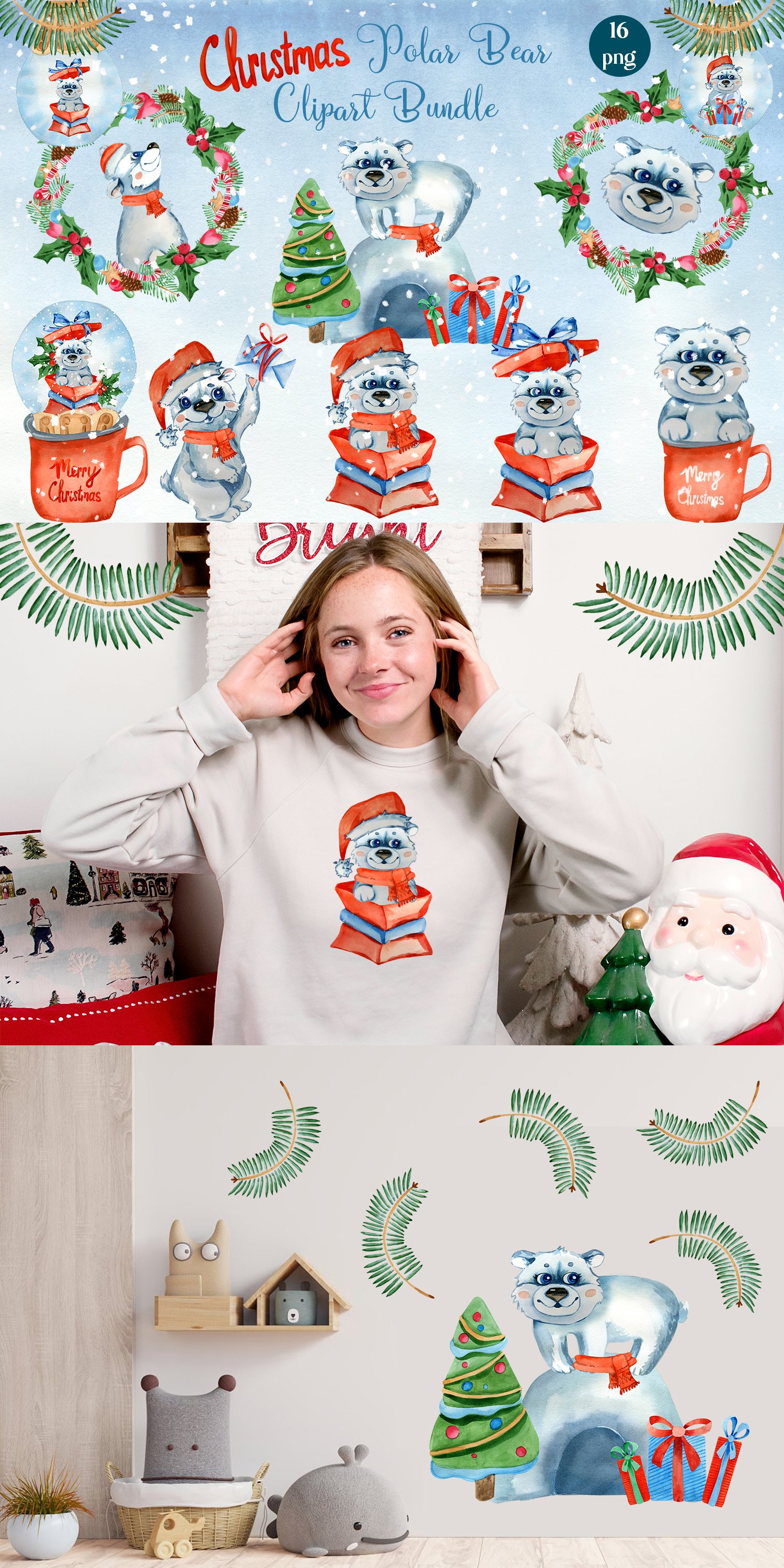 Christmas Polar Bear Clipart (2230937)