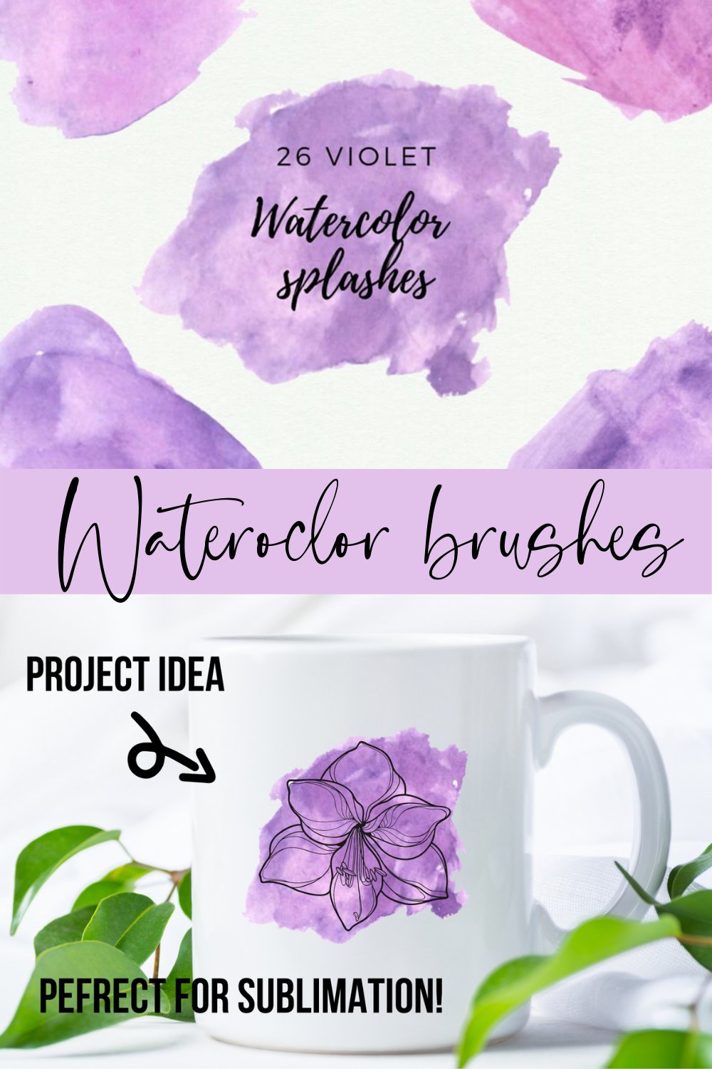 Purple watercolor splash clipart, Purple (2521948)