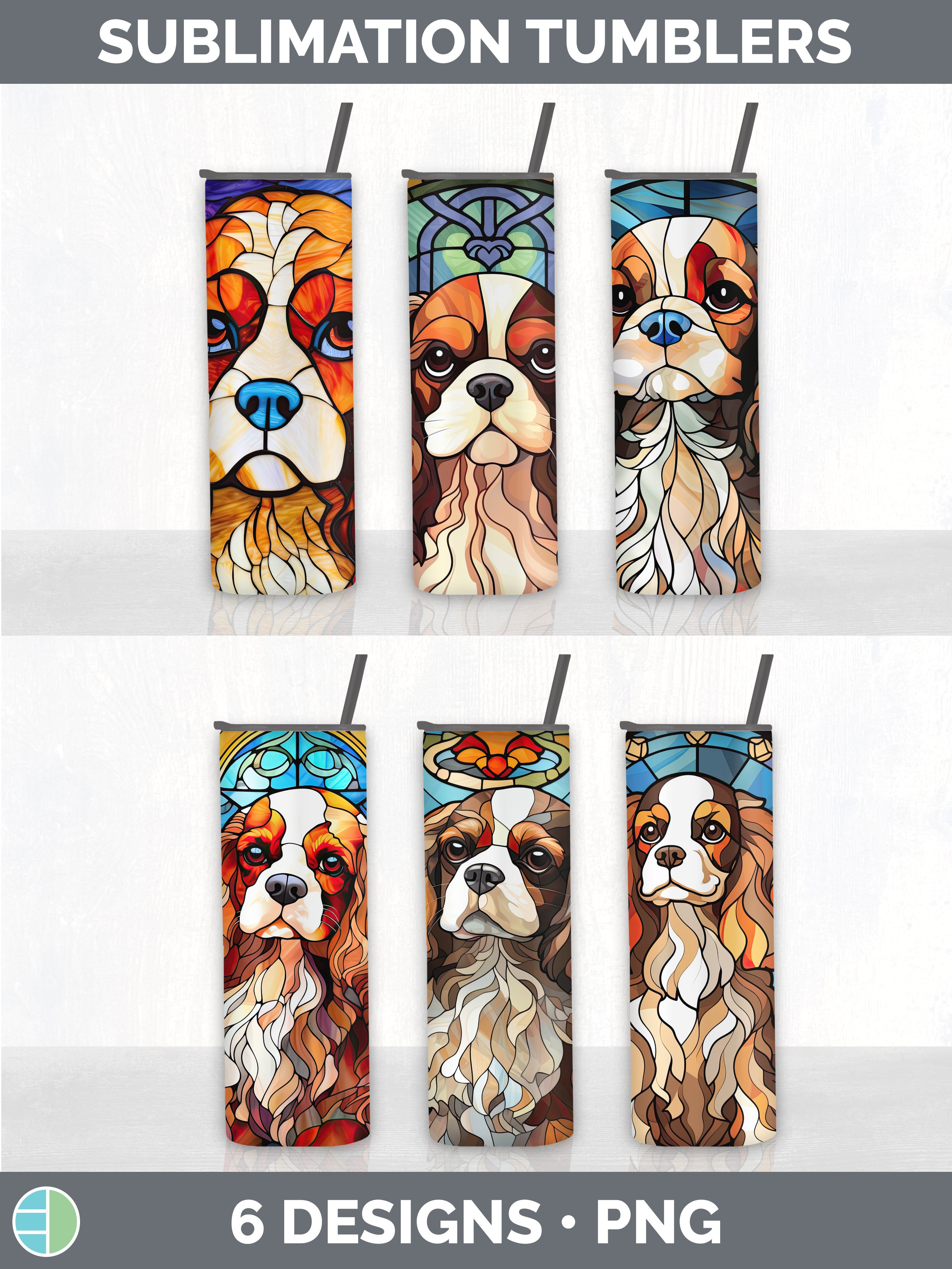 Stained Glass Cavalier King Charles Spaniel Dog Tumbler | Su