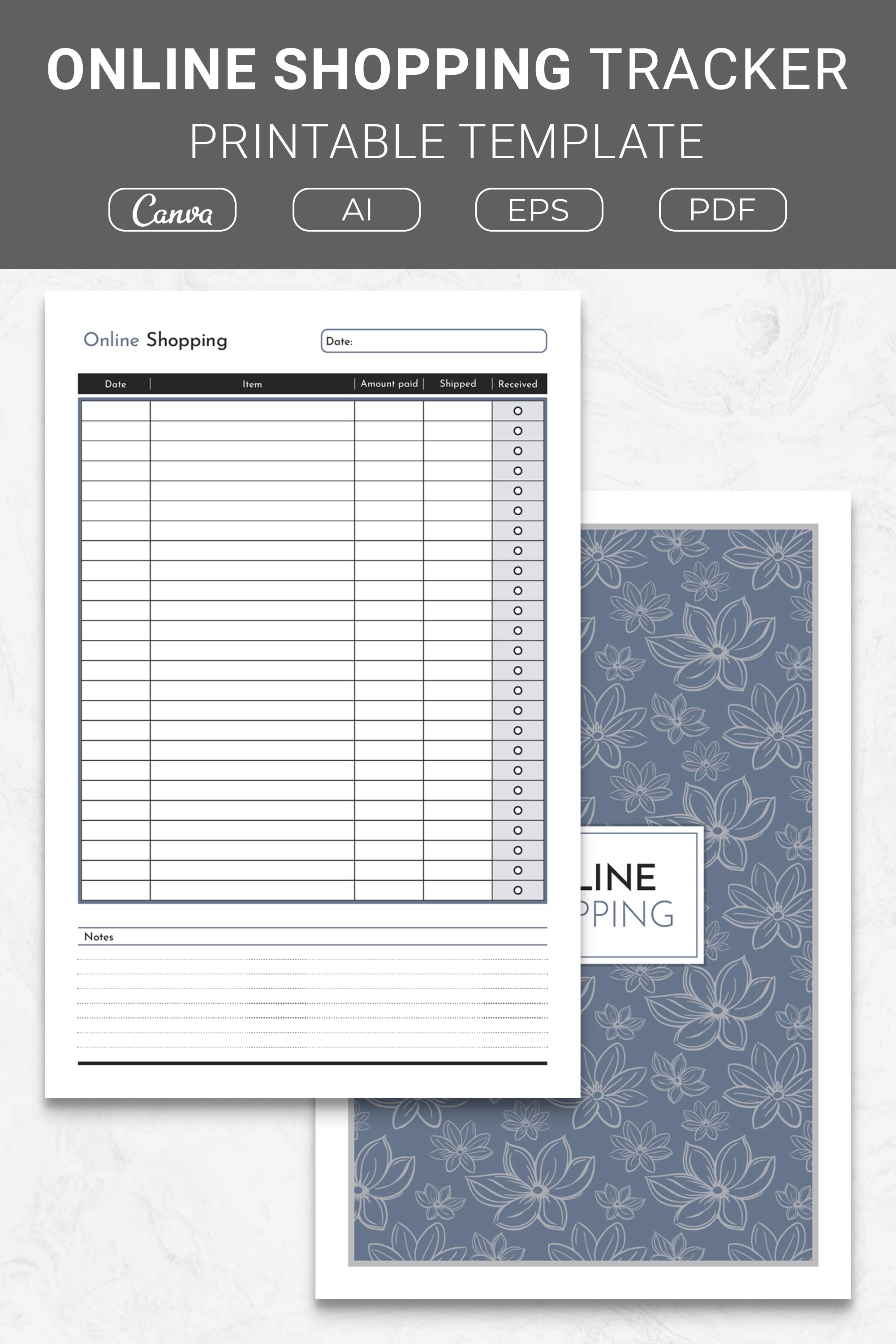 Online Shopping Tracker Printable Template