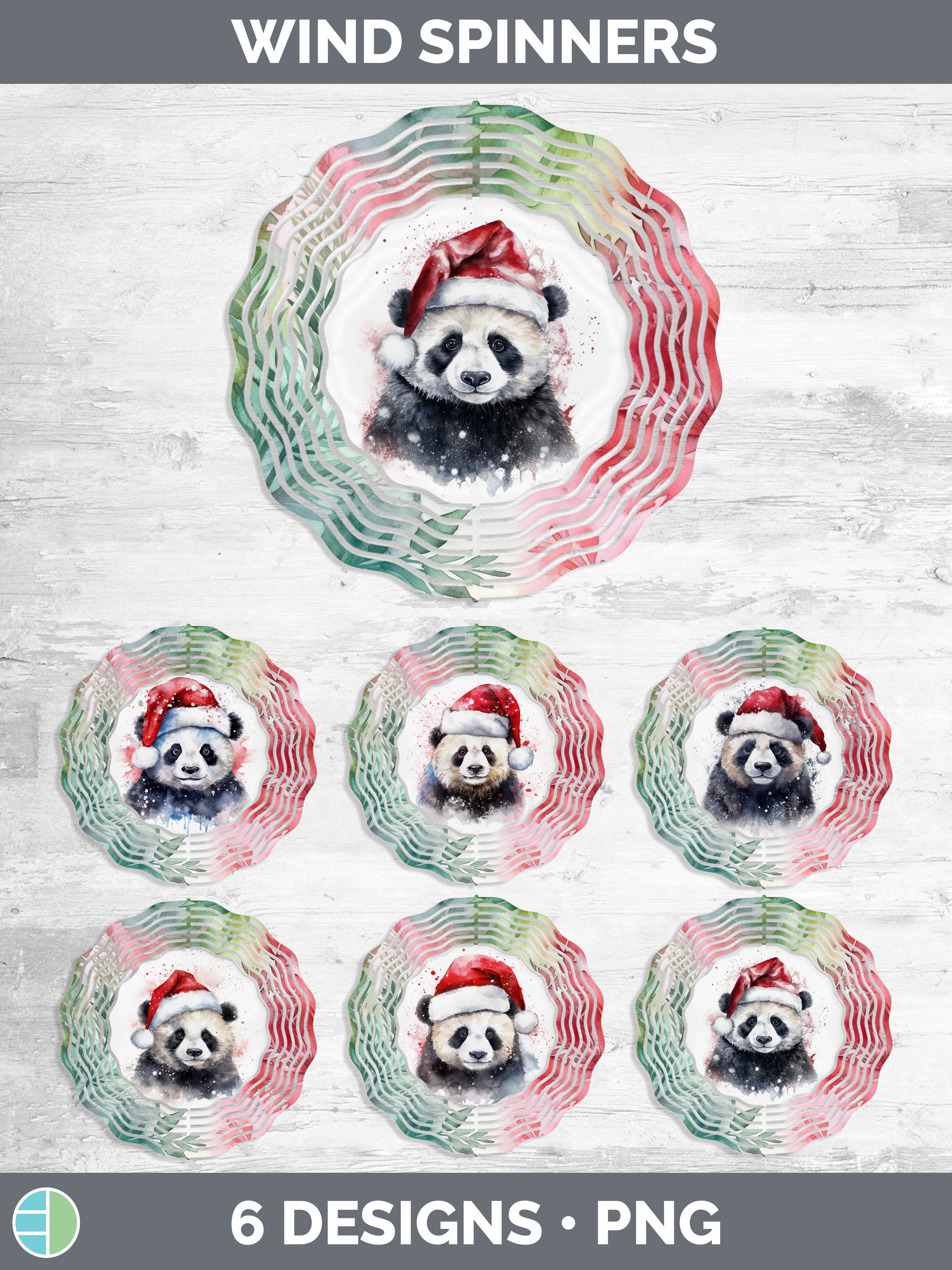 Christmas Santa Hat Panda Bear Wind Spinner | Sublimation Sp