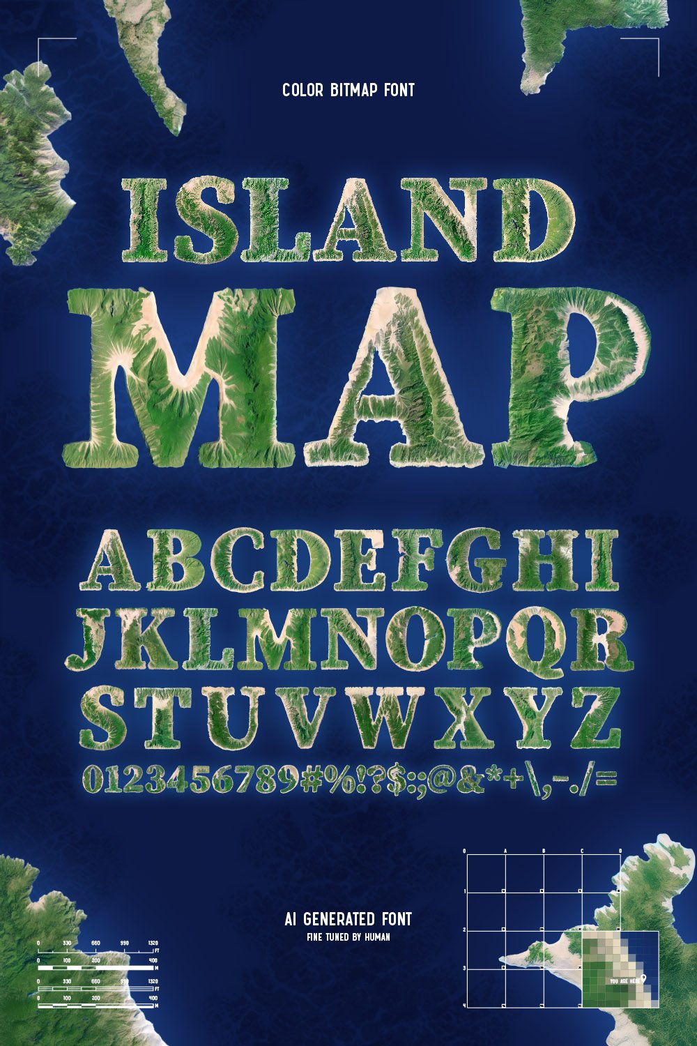 Island Map - Color Bitmap Font