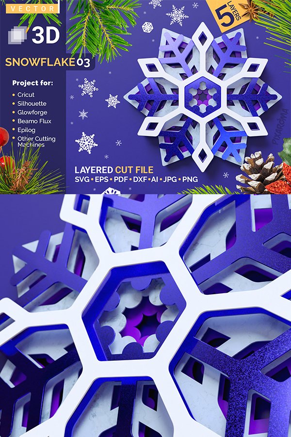 Snowflake 3D Layered | Christmas Multi Layered Cut File | 03