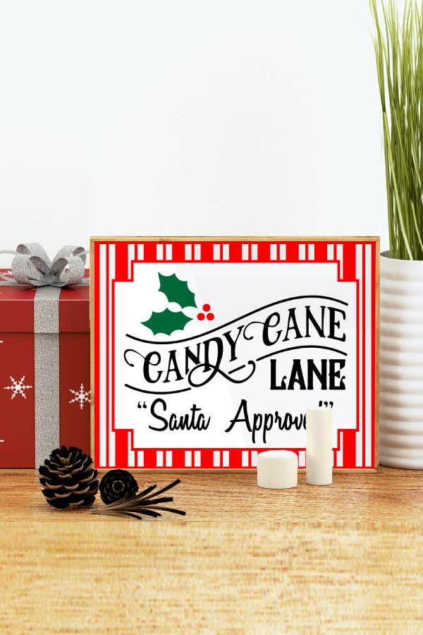 Candy Cane Lane Sign SVG Design