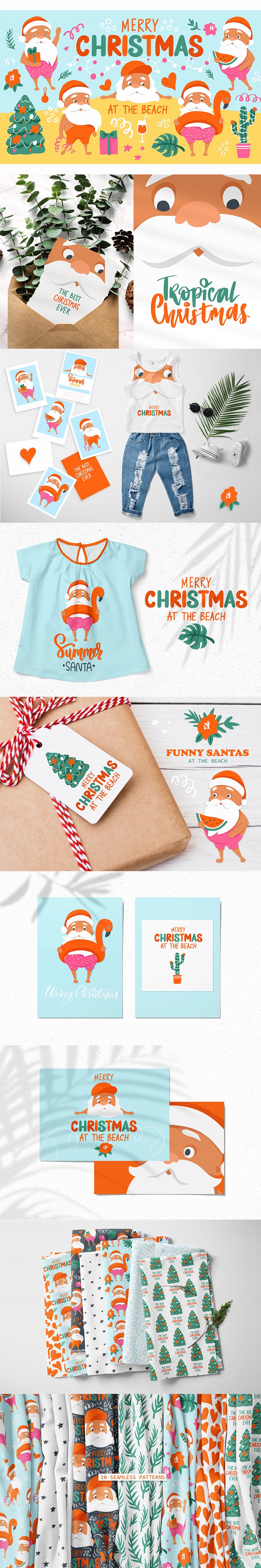 Tropical Christmas. Summer Santa.