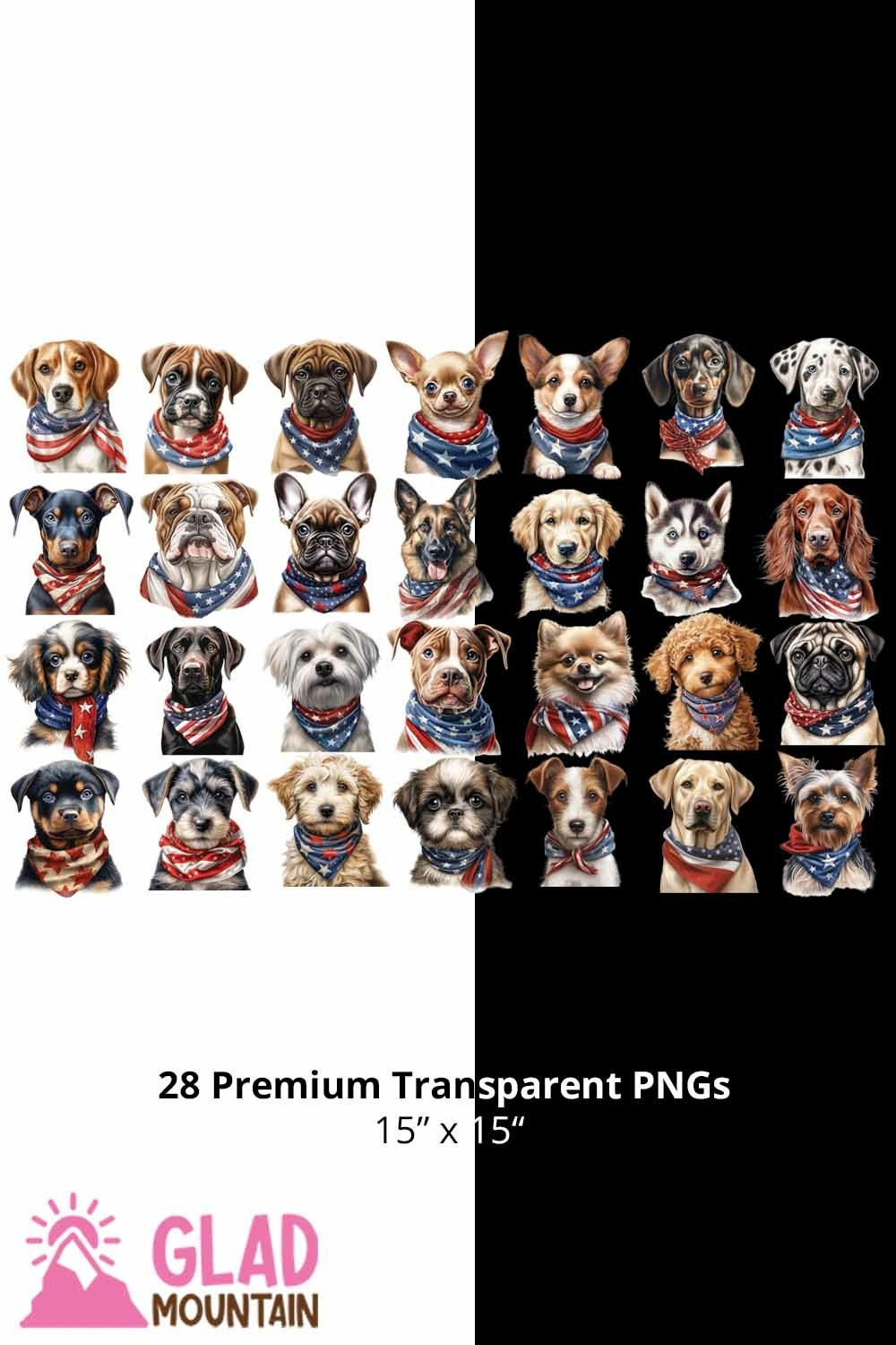 4th Of July Dog Sublimation Bundle, Patriotic July 4th dogs