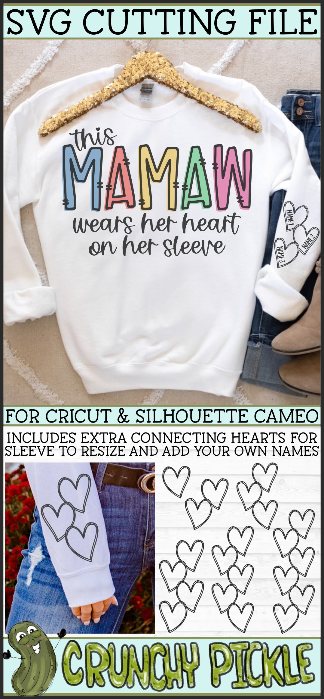 This Mamaw Wears Her Heart on Her Sleeve SVG File