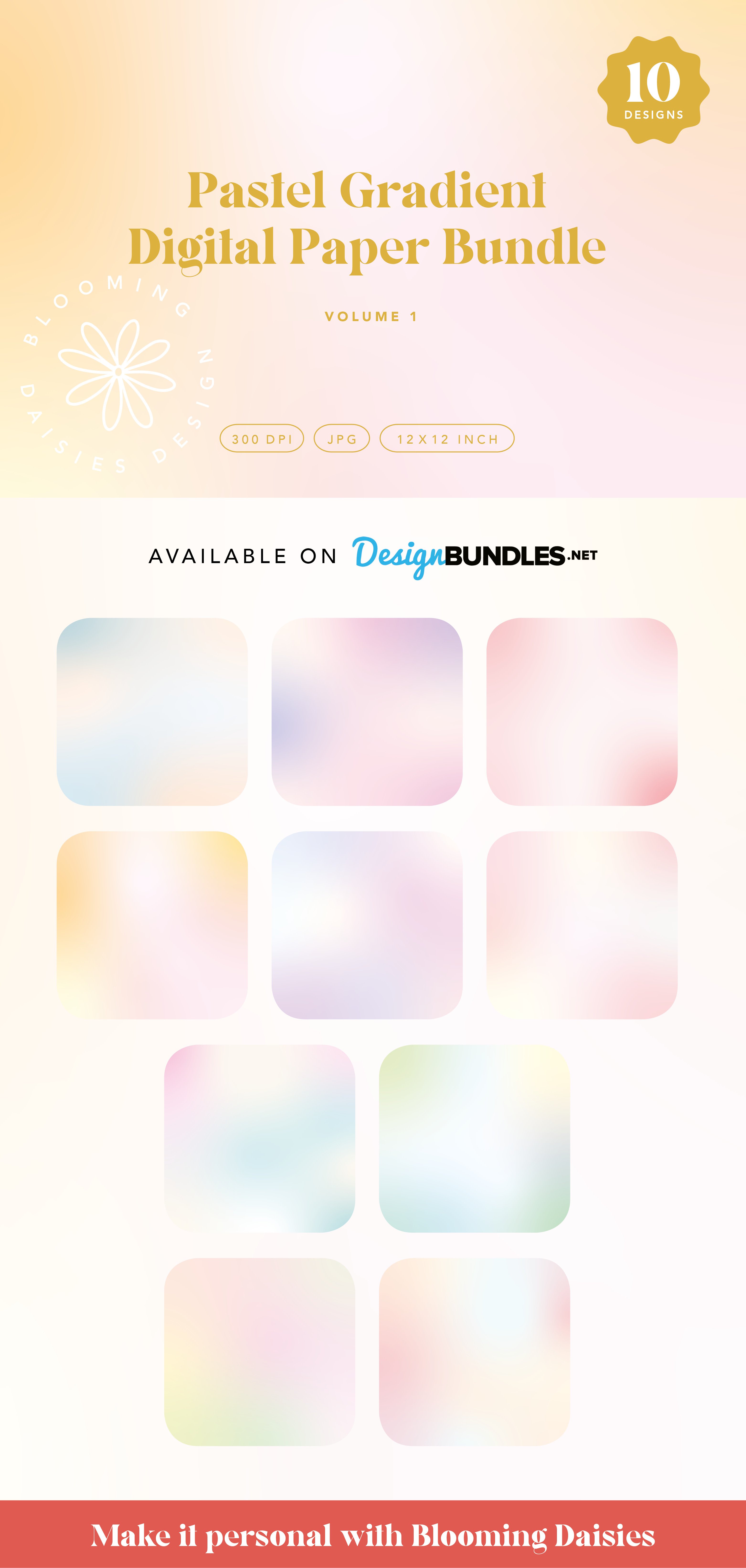 Pastel gradient background, digital paper