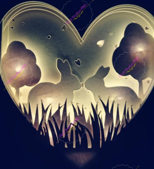 EASY bunny rabbit love nature 3d layered shadow box light