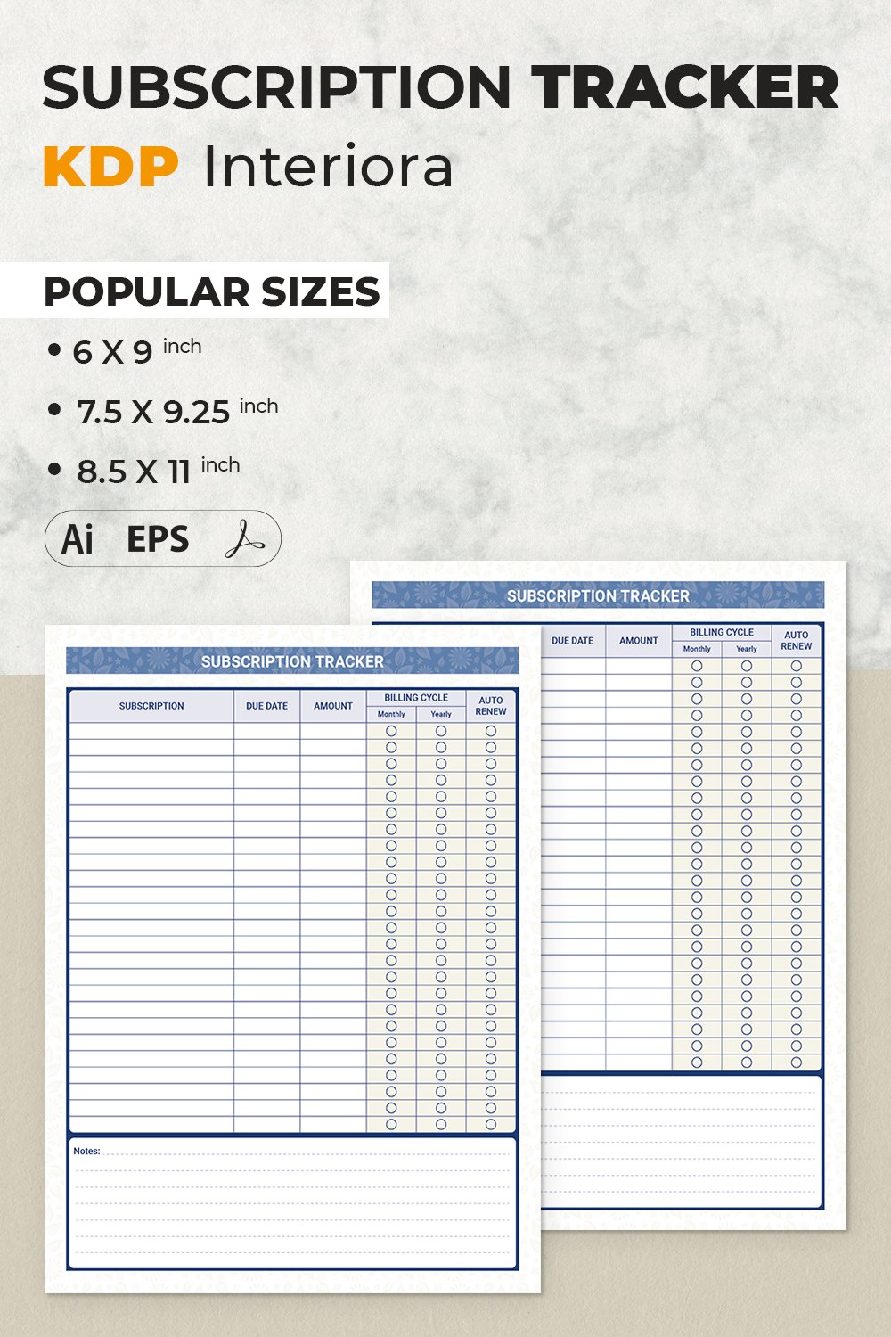 Subscription Membership Tracker | Printable Template
