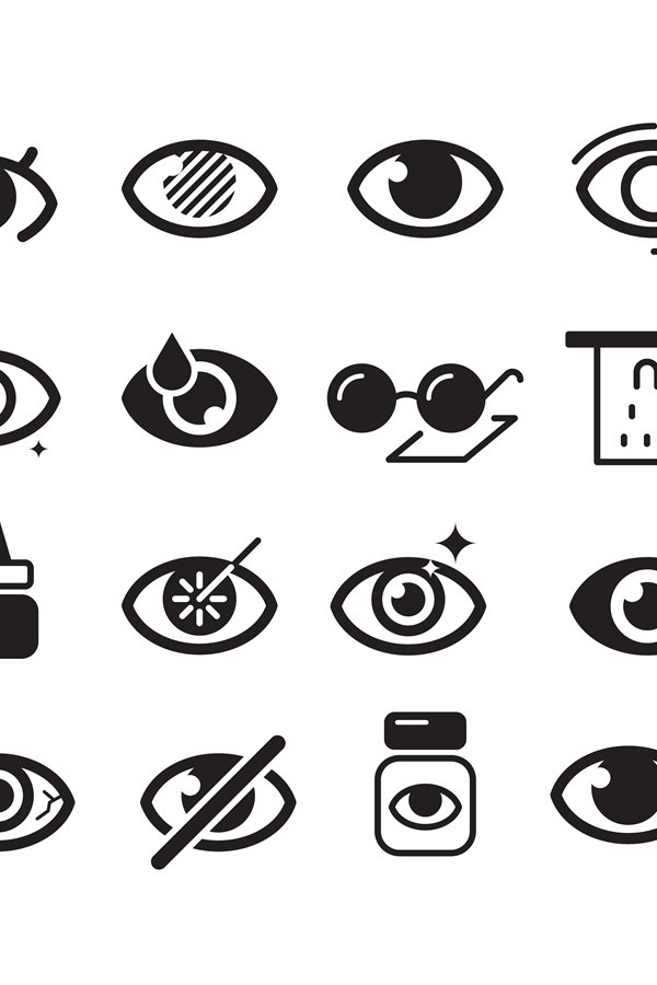 Optometry icon. Ophthalmology symbols eye doctor lens optici