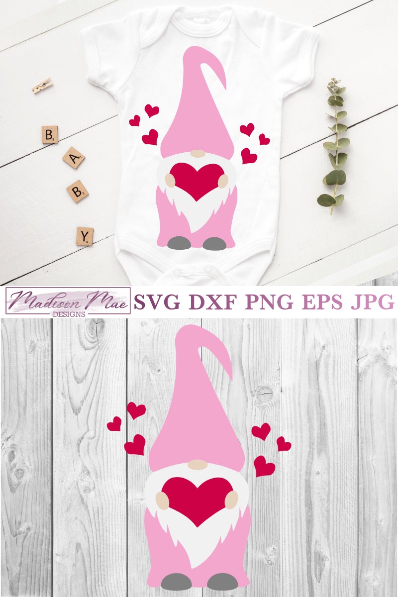 Valentine's Day Gnome Holding Heart SVG