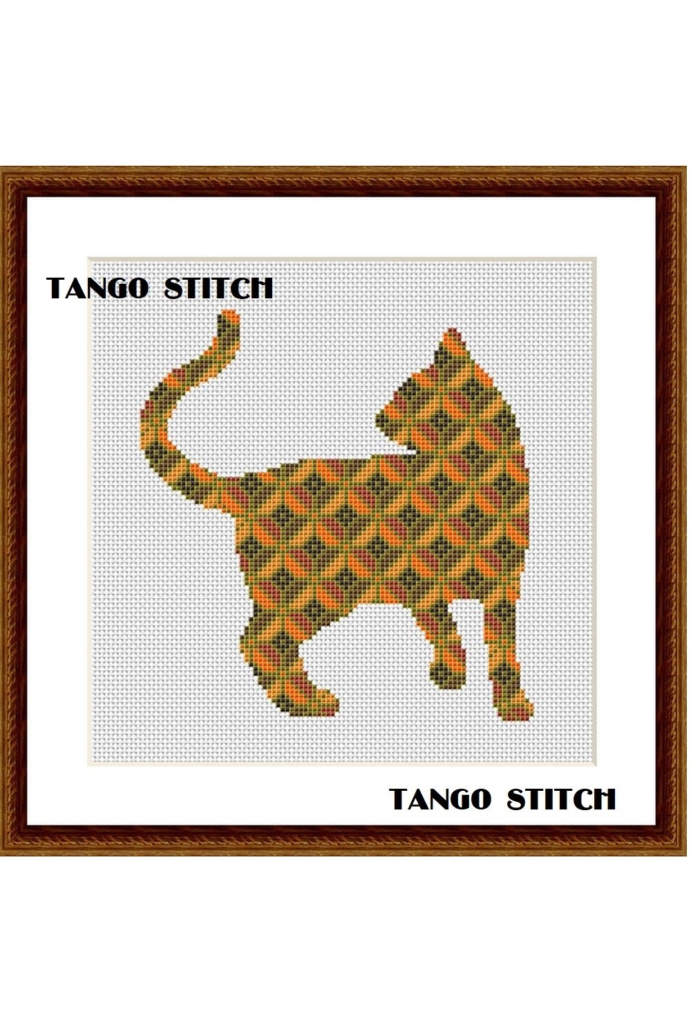Simple cat embroidery cross stitch ornament pattern