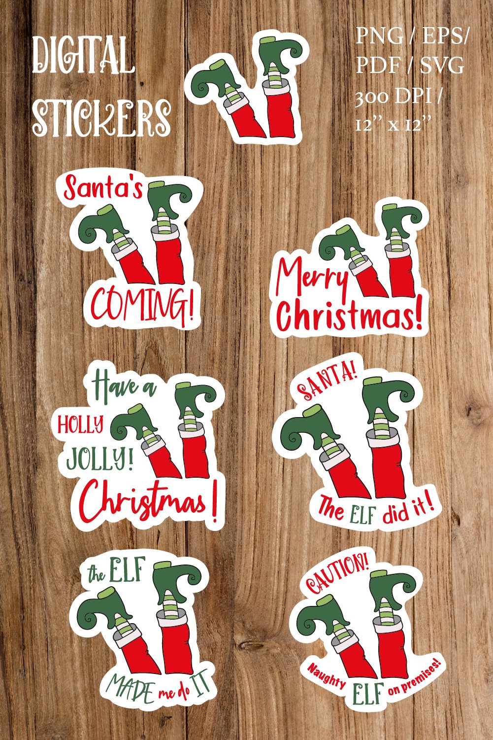 Funny Christmas Stickers ELF with quotes Printable stickers