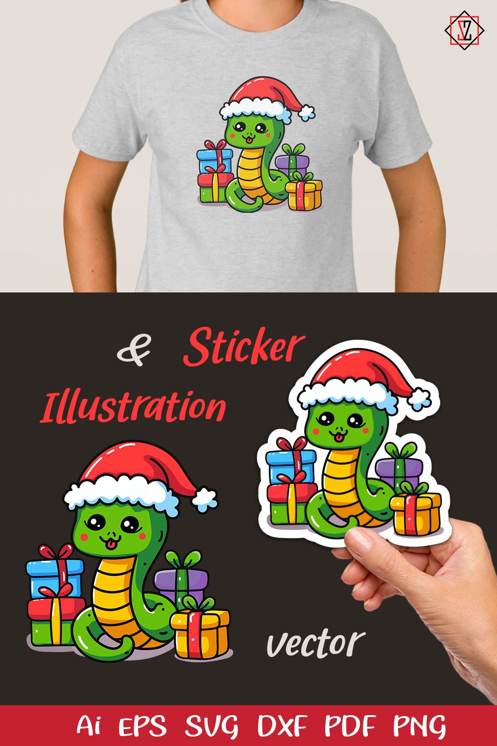 New Year's Eve snake with presents