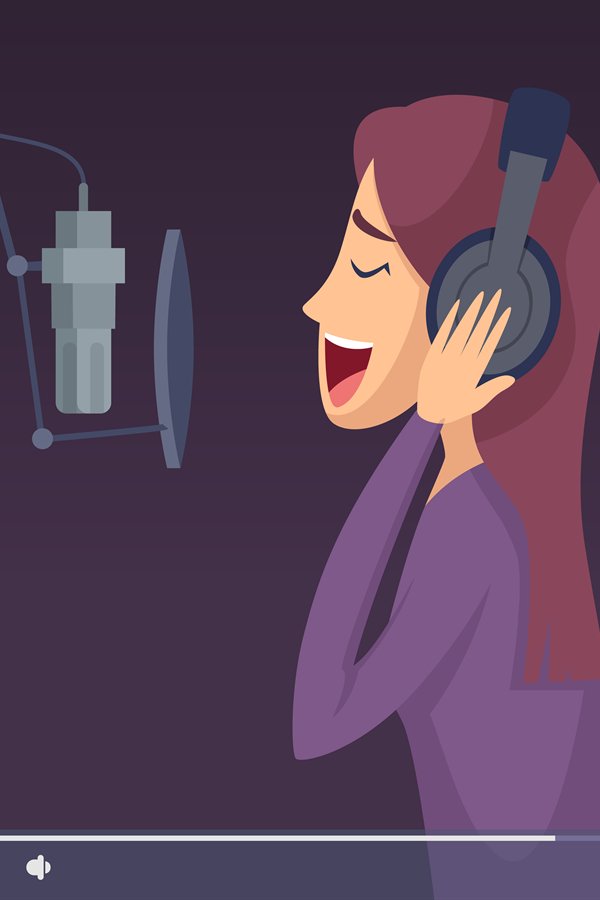 Live music stream. Blogger singer, video digital content. We