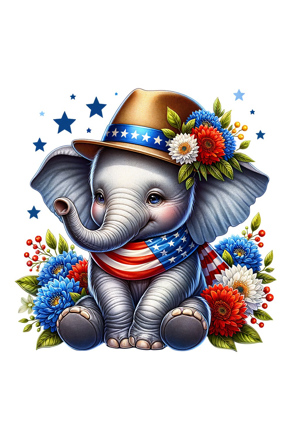 Elephant Clipart, USA Flag, Patriotic Clipart, 4th (3678796)