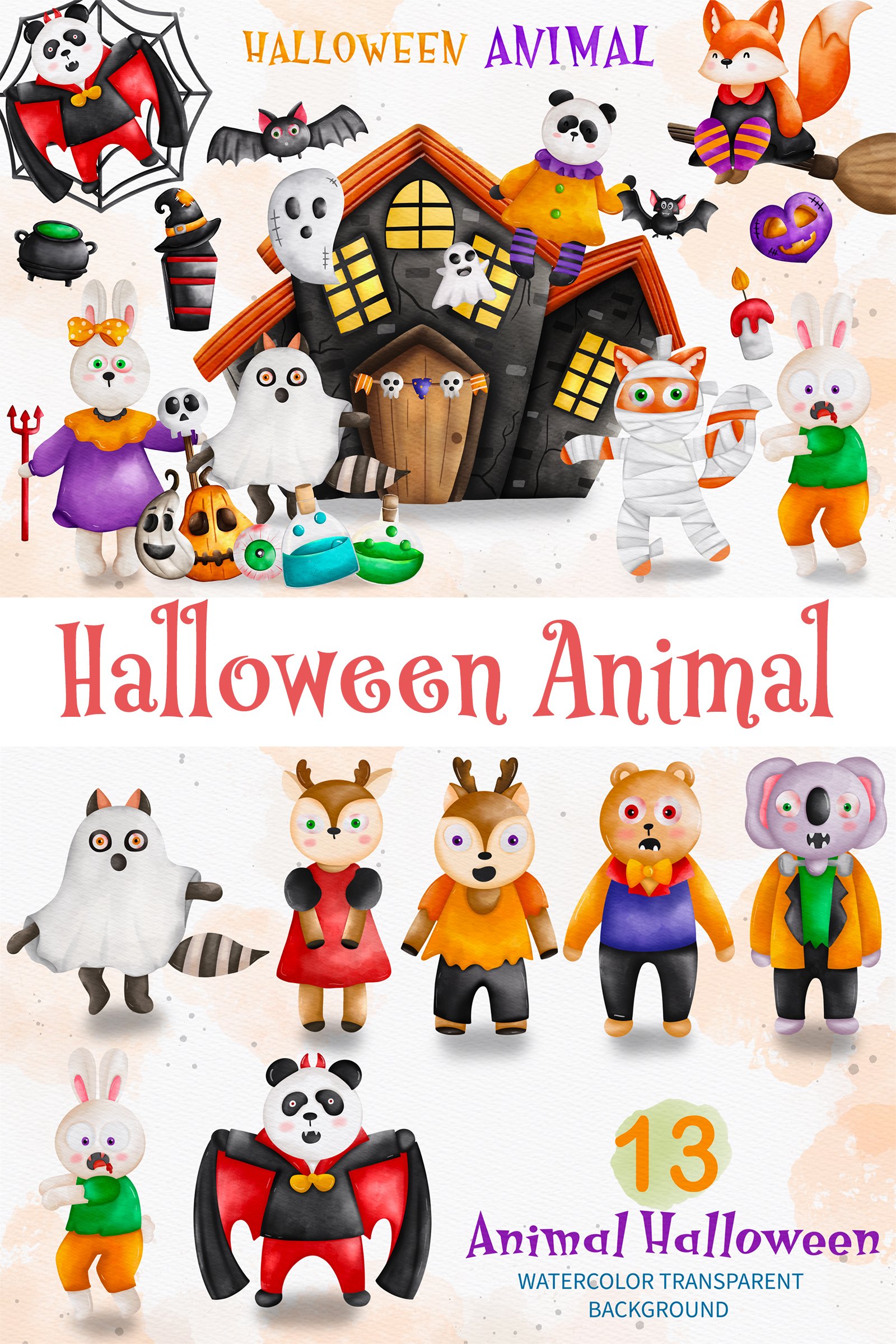 Animal Halloween Bundle | Halloween Cliart