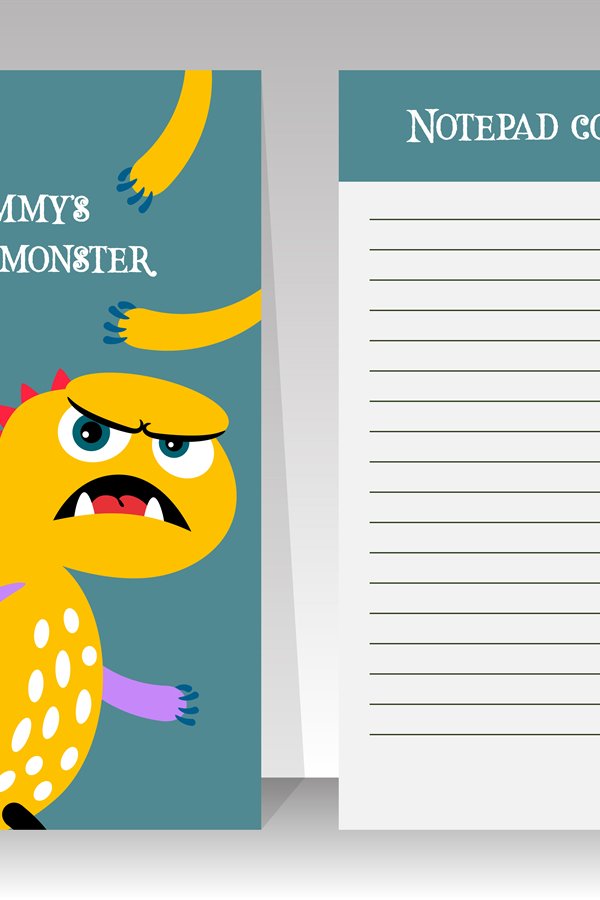Planner template with yellow cartoon monster