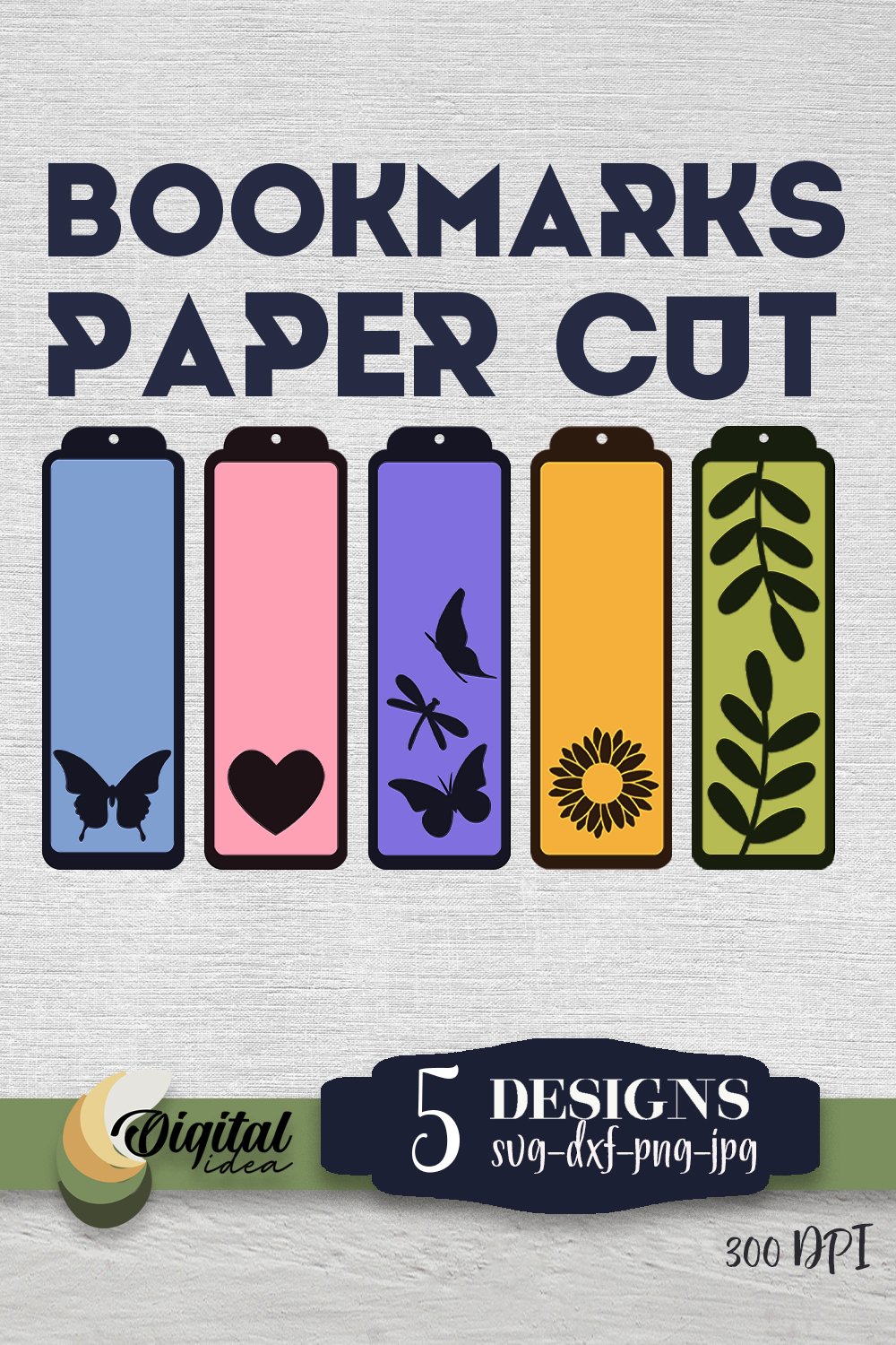 Two layered bookmark papercut template. Bookmark svg bundle