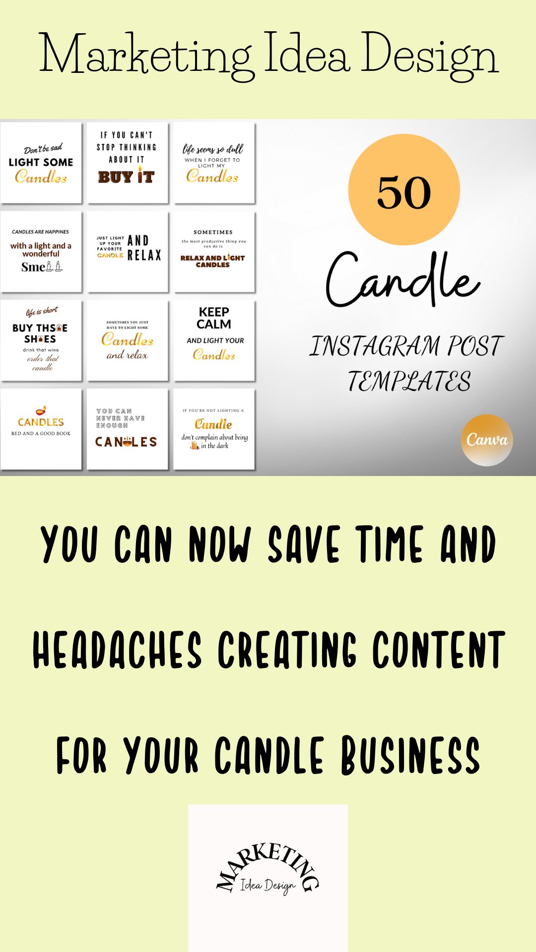 50 Candle Instagram Posts / Templates - Editable in Canva