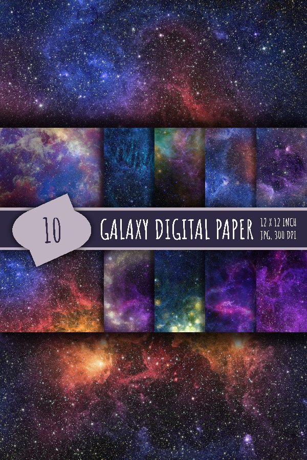 Space digital paper. Scrapbook paper