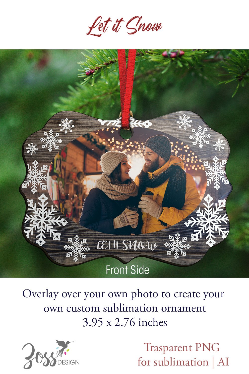 Snow flake Wood plank sublimation ornament design Benelux