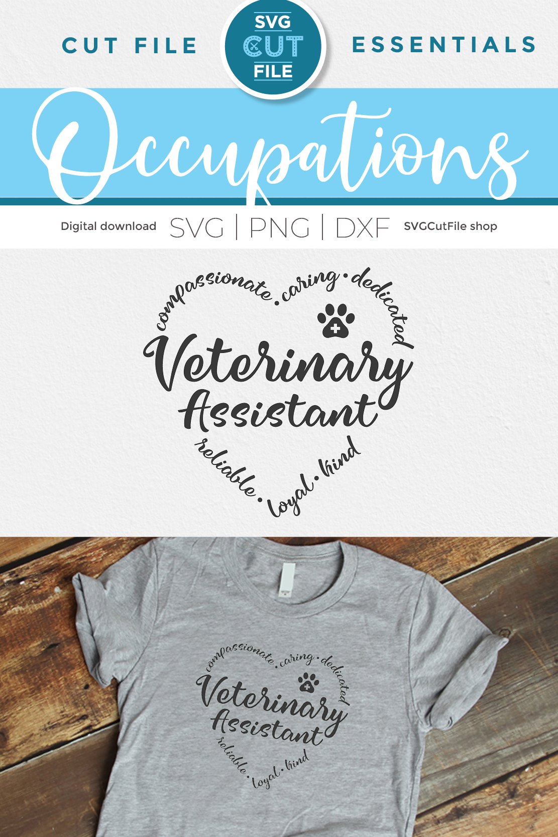 Veterinary assistant svg with paw print for Cricut machines