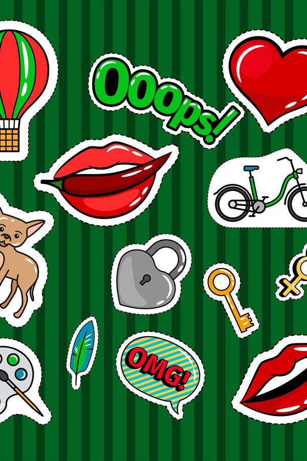 Colored quirky badges set (861174) | Illustrations | Design Bundles