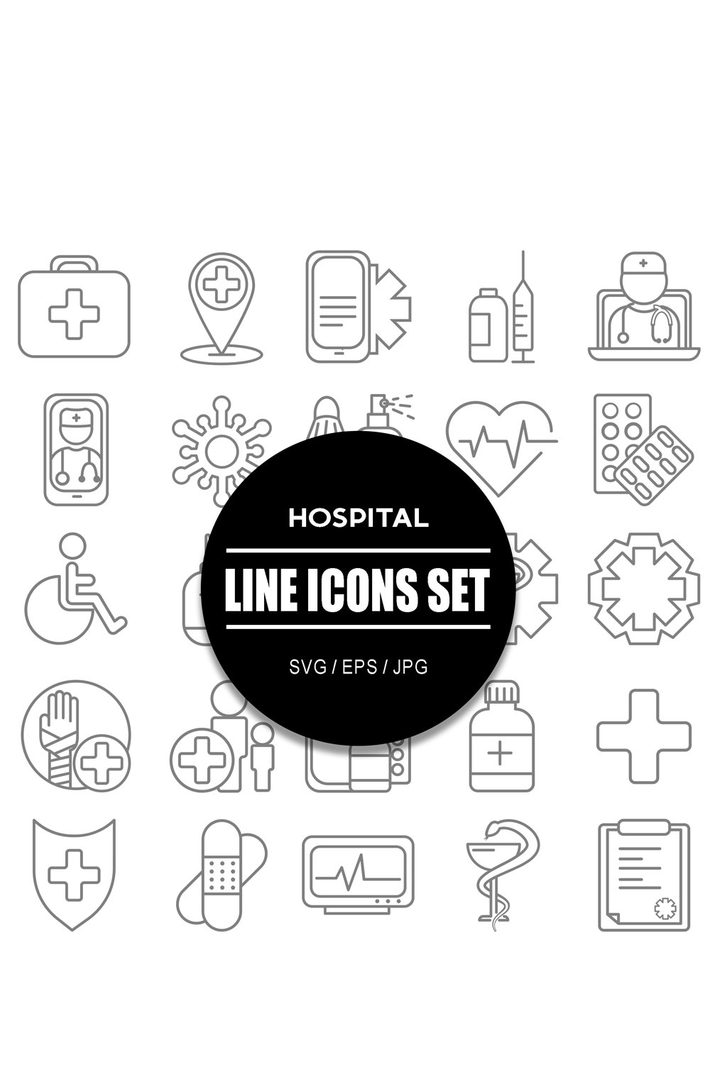 Hospital Line Icon Set