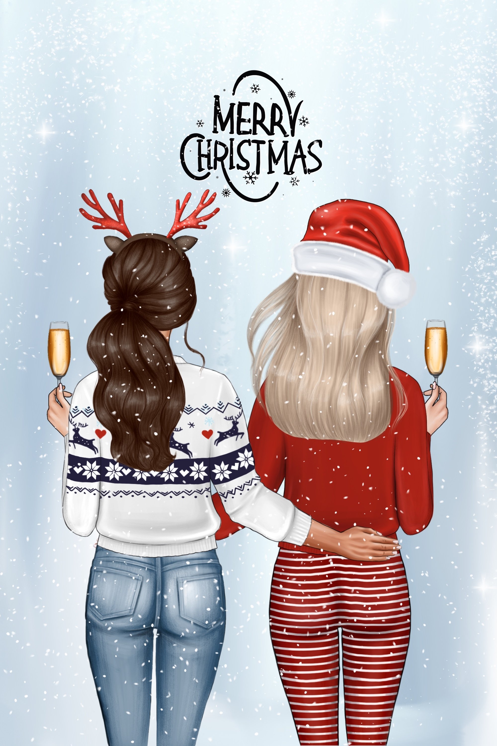 Christmas Best Friends Clipart, "Besties Clipart".