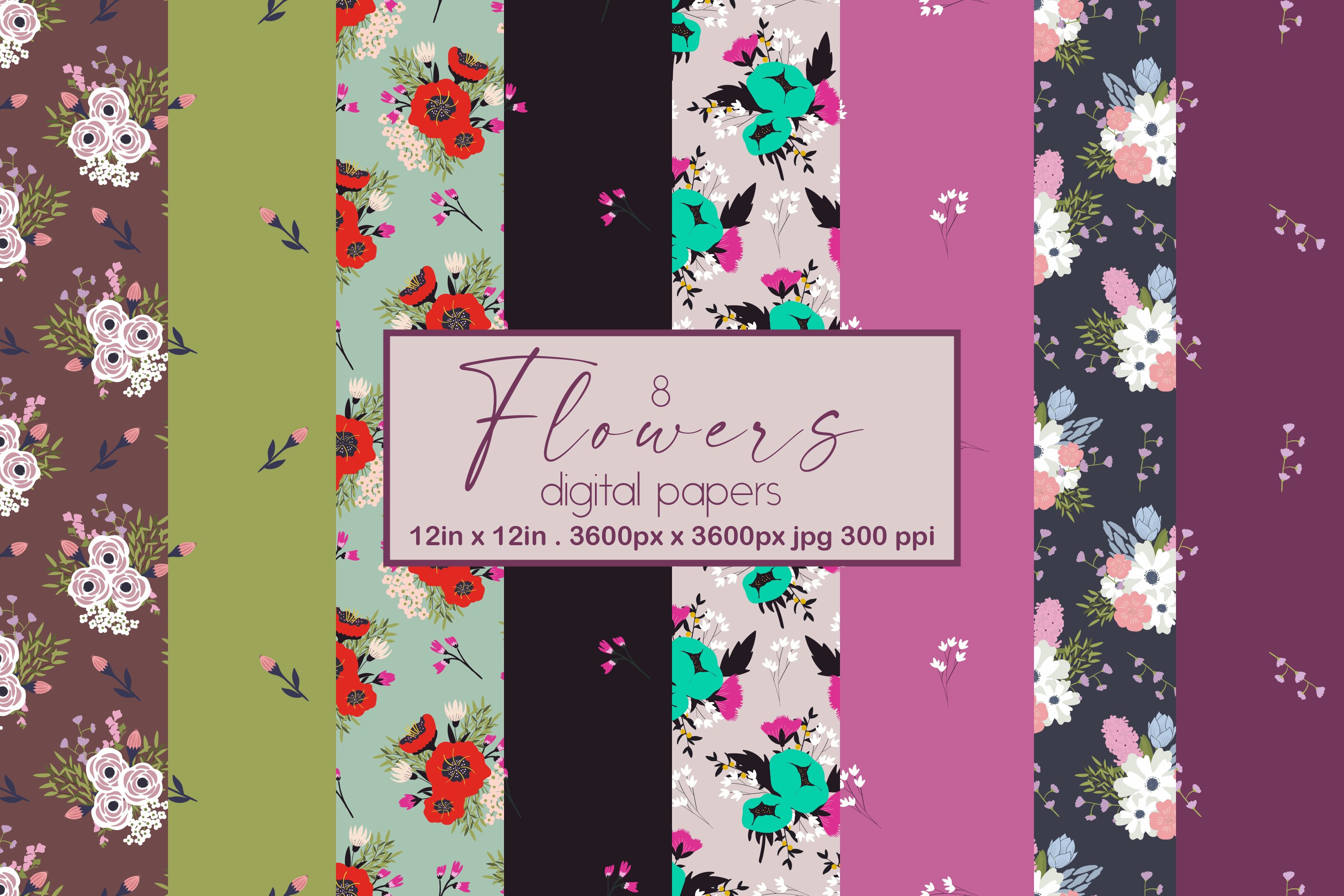 flowers digital papers - seamless pattern