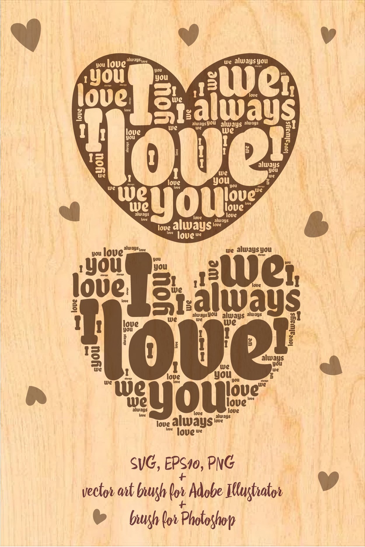 Heart with words of love