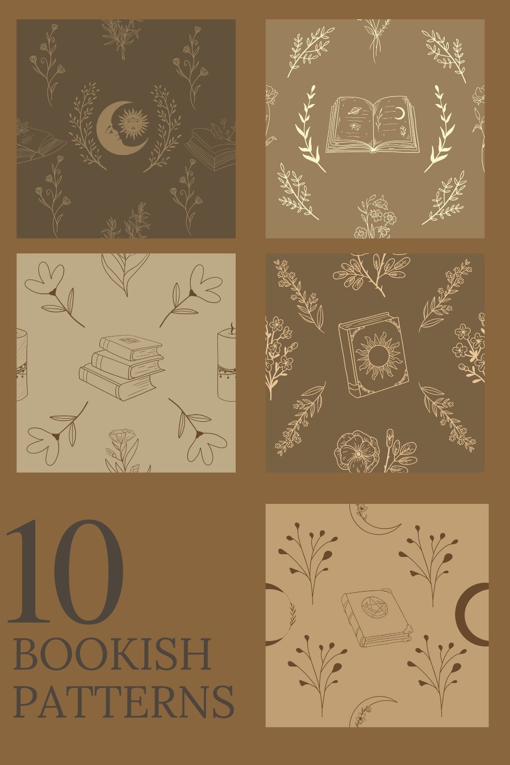 10 bookish bookworm seamless digital paper pattern wall art